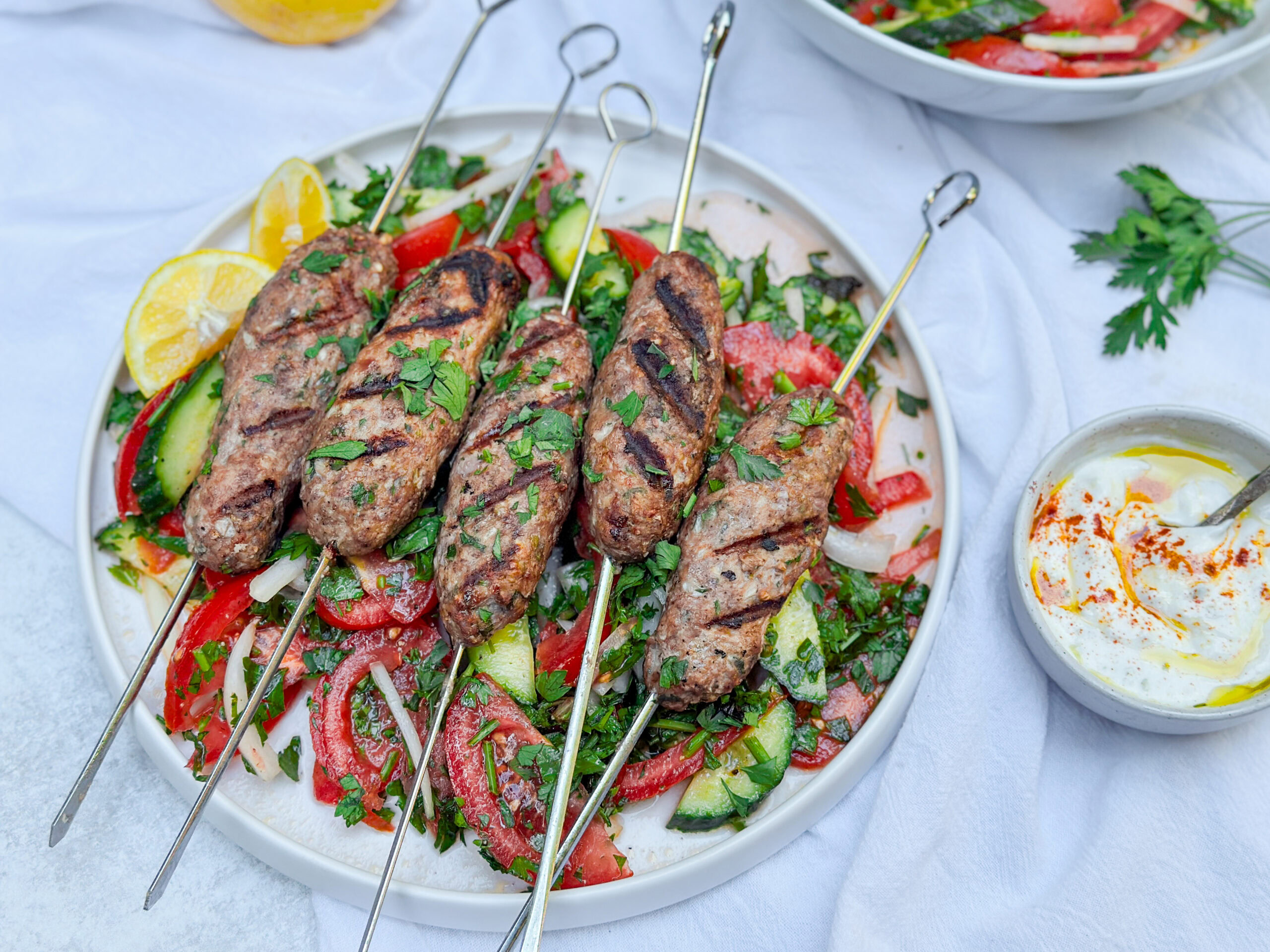 Mediterranean Turkey Kofta Bowls with Fresh Salad + Yogurt Sauce ...